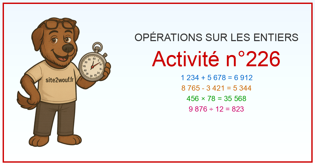 Opérations : Nombres Entiers - jeudi 14 août 2025 | Cycle 3 Corrigés ...